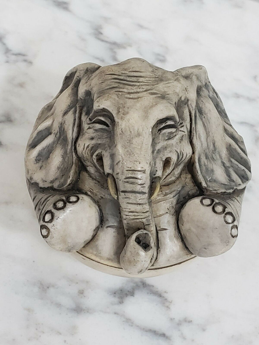 Laughing Elephant Carved Stone Round Bottom Figurine Weeble Wooble Scu ...