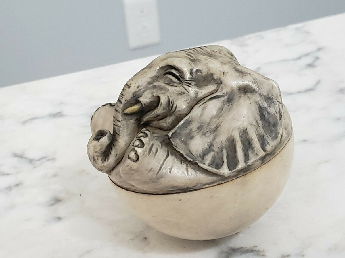 Laughing Elephant Carved Stone Round Bottom Figurine Weeble Wooble Scu ...