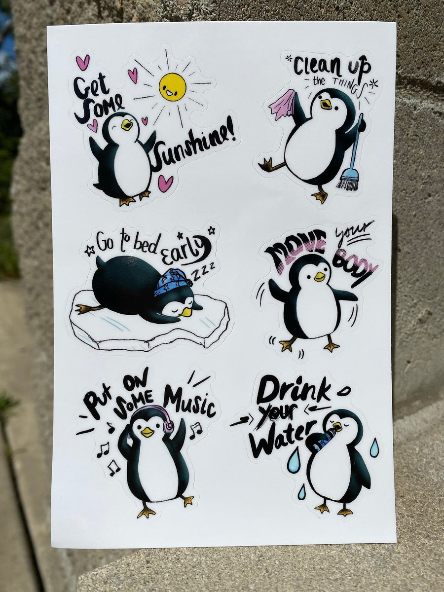 Positive Penguin Sticker Sheet – Captivated!